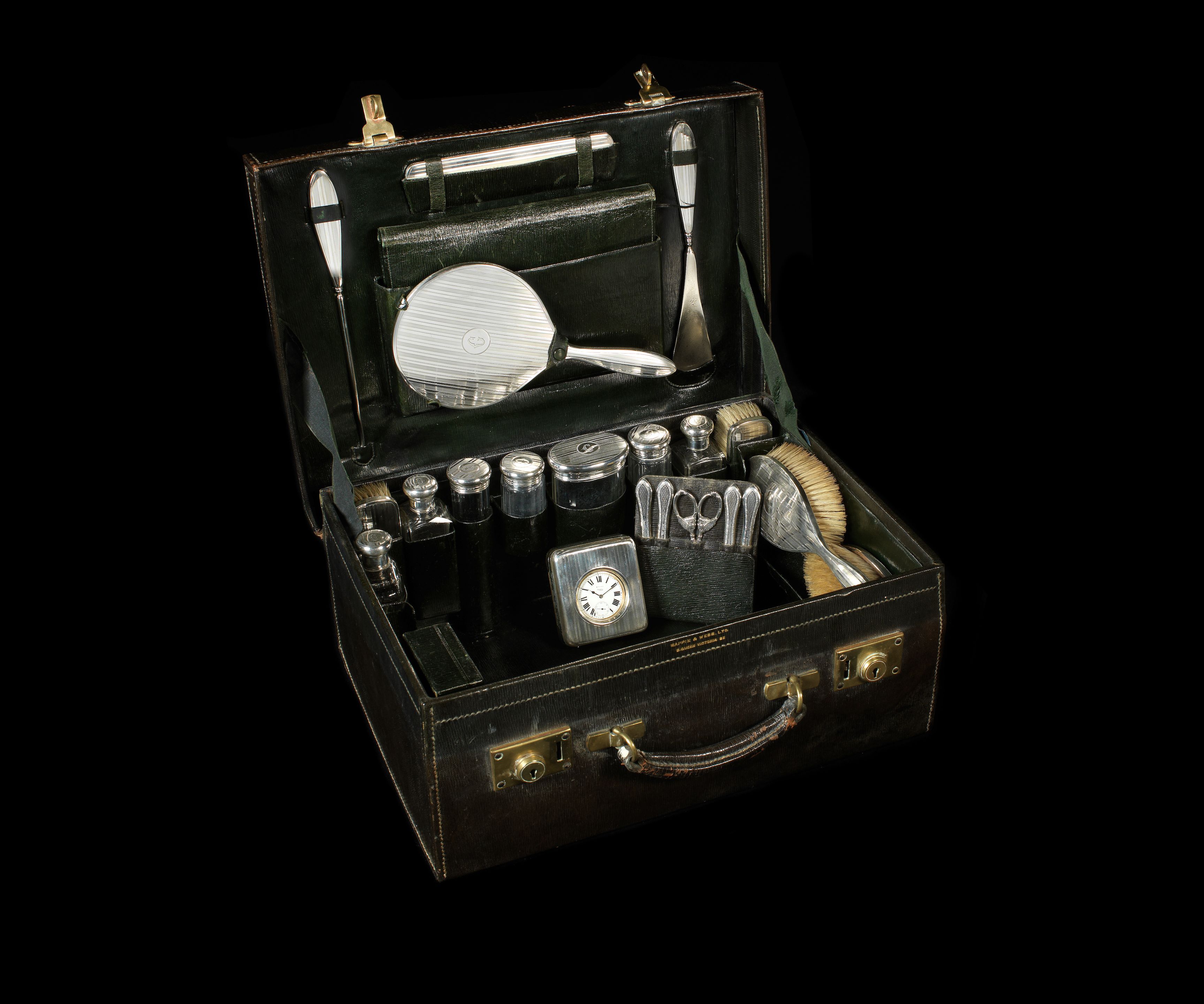 Bonhams Cars : A fine leather-cased gentleman's vanity set with ...