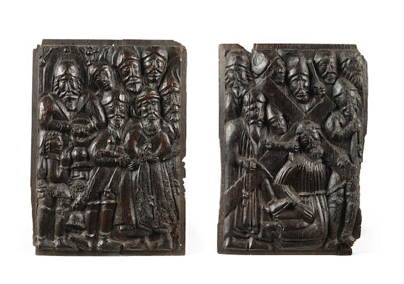 Bonhams : A rare pair of late 15th/early 16th century carved oak retable or reredos panels ...