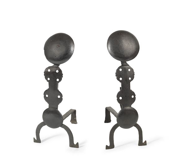 Bonhams : A pair of iron spit-dogs, Dutch