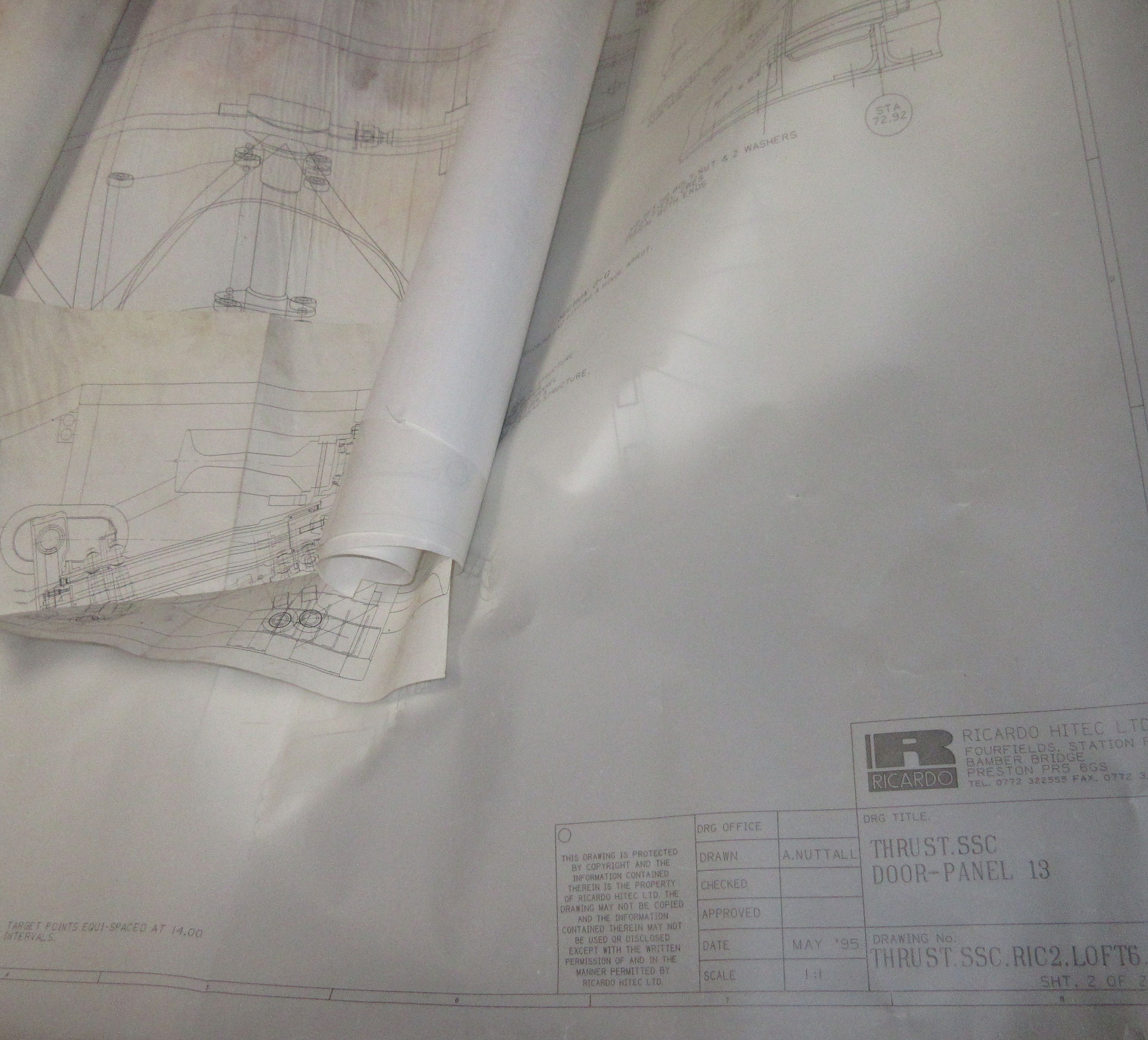 Bonhams Cars : Assorted Thrust SSC technical drawings, mid 1990s, ((Qty))