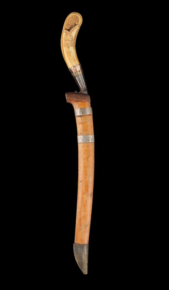 Bonhams : An ivory-hilted steel dagger (rentjong) Sumatra, 18th Century
