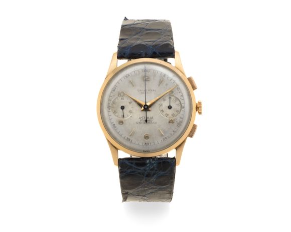 Bonhams : Universal. An 18K gold manual wind chronograph wristwatch ...
