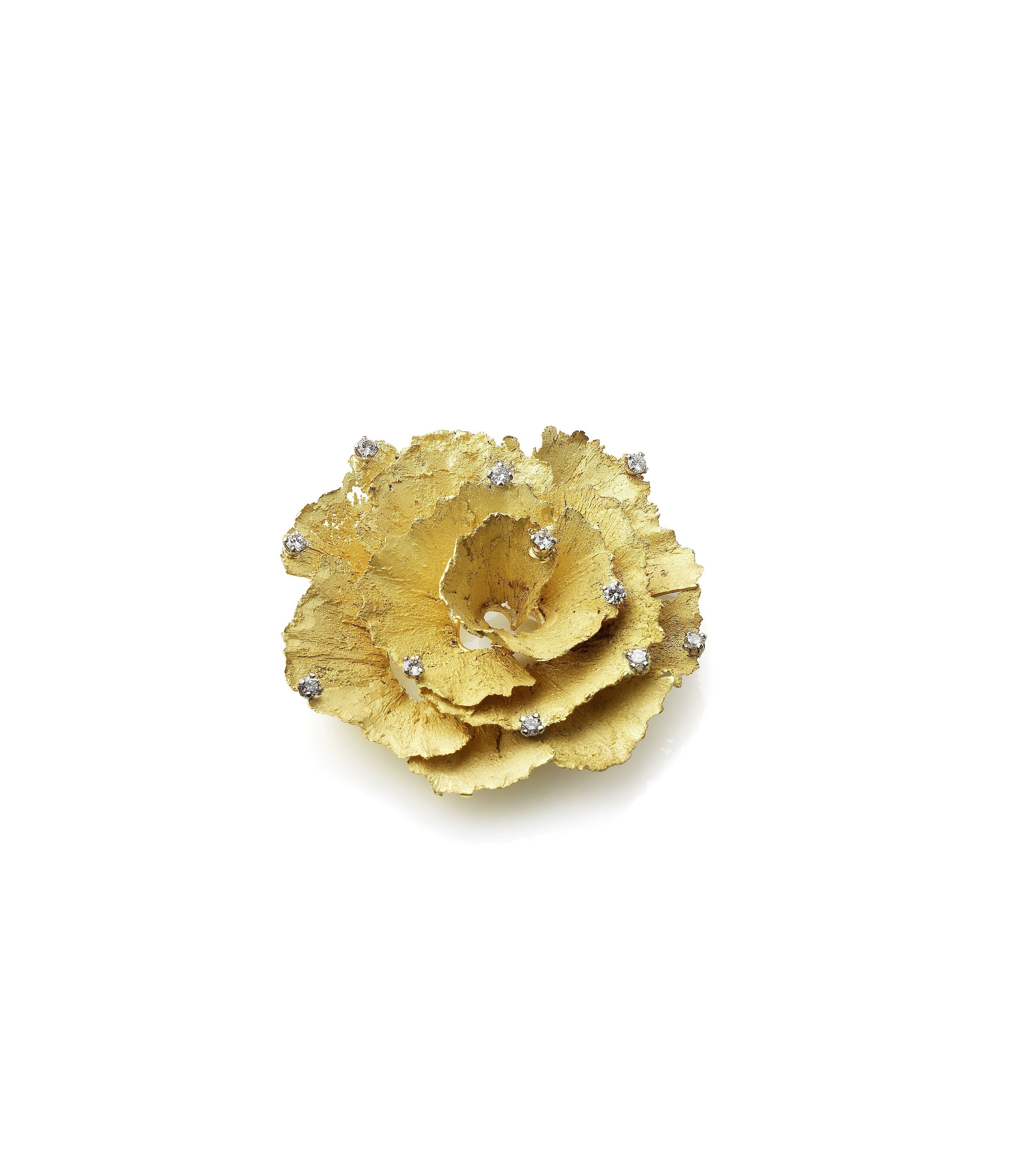 Bonhams : An 18 carat gold and diamond 'pencil shavings' brooch, by Grima,