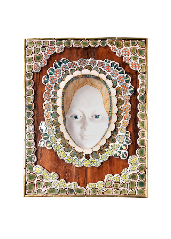 Bonhams : 'ophelia' an intaglio modelled and wooden mounted female mask ...