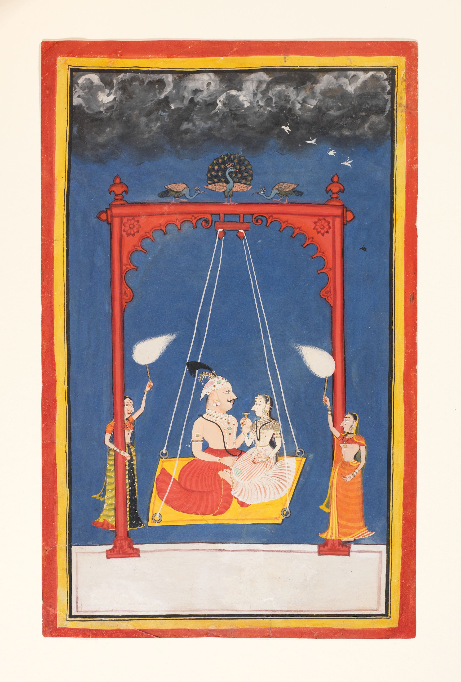 Bonhams : Maharana Ari Singh of Mewar on a swing with his mistress, two ...