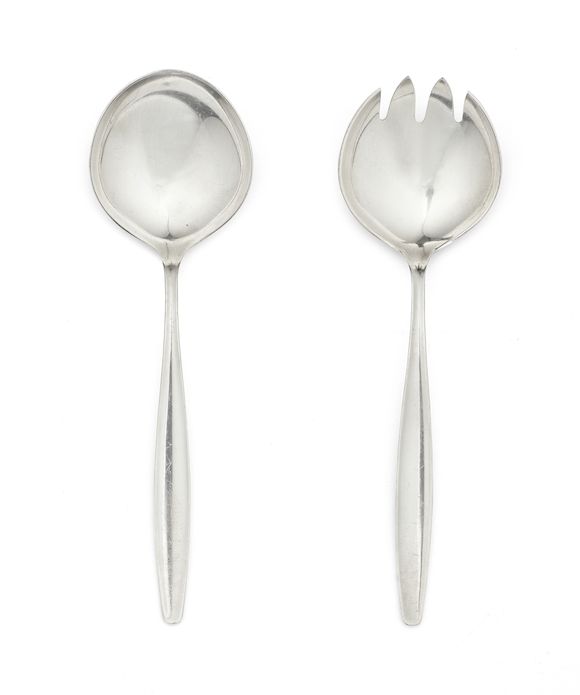 Bonhams : GEORG JENSEN: A pair of silver Cypress pattern salad servers