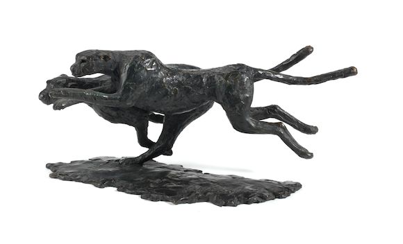 Bonhams : Shenda Amery (British, b. 1937): 'The Chase', a bronze model ...