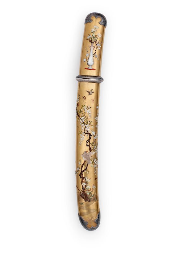 Bonhams : A gold-lacquer and inlaid Shibayama tanto koshirae ...