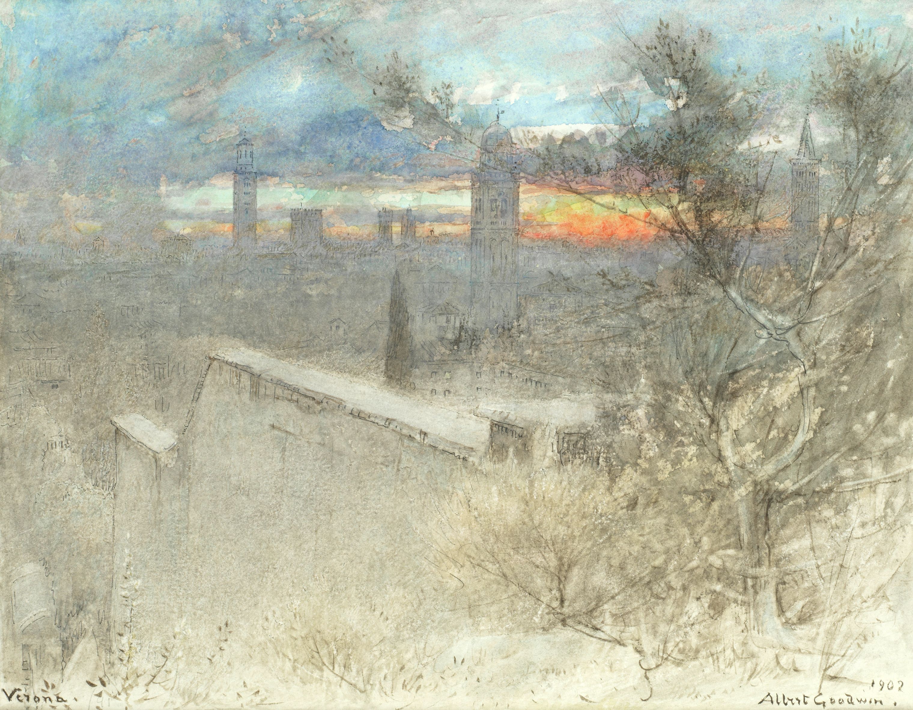 Bonhams : Albert Goodwin RWS (British, 1845-1932) In the Giusti Gardens ...