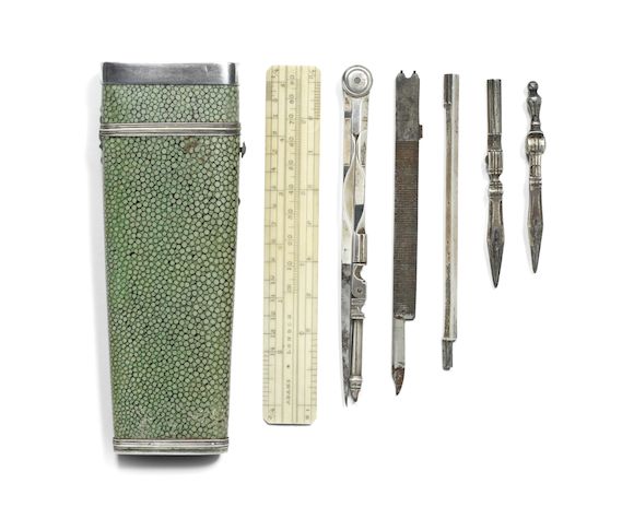 Bonhams : A set of George Adams silver drawing instruments, English ...