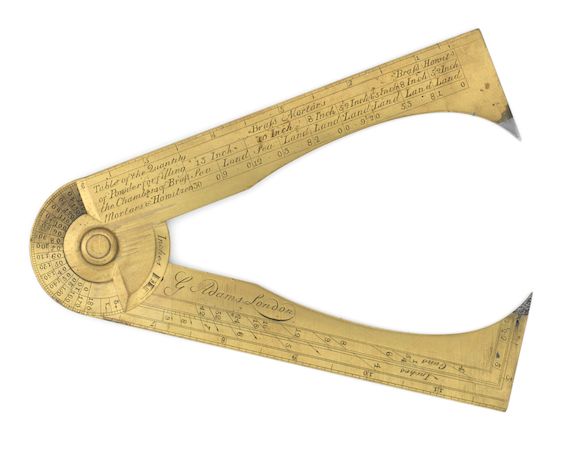Bonhams : A George Adams brass gunner's caliper, English, mid 18th century,