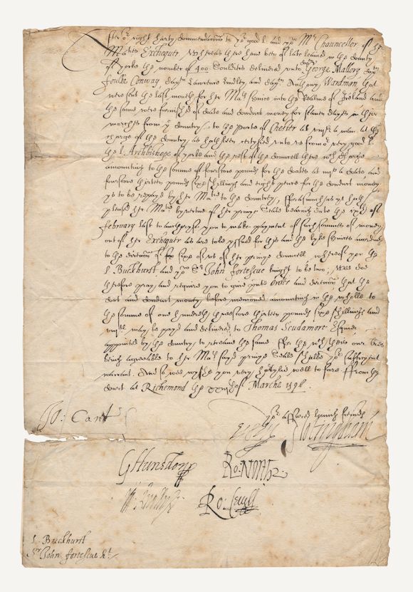 Bonhams : ELIZABETH I – PRIVY COUNCIL, ESSEX AND IRELAND Letter by ...