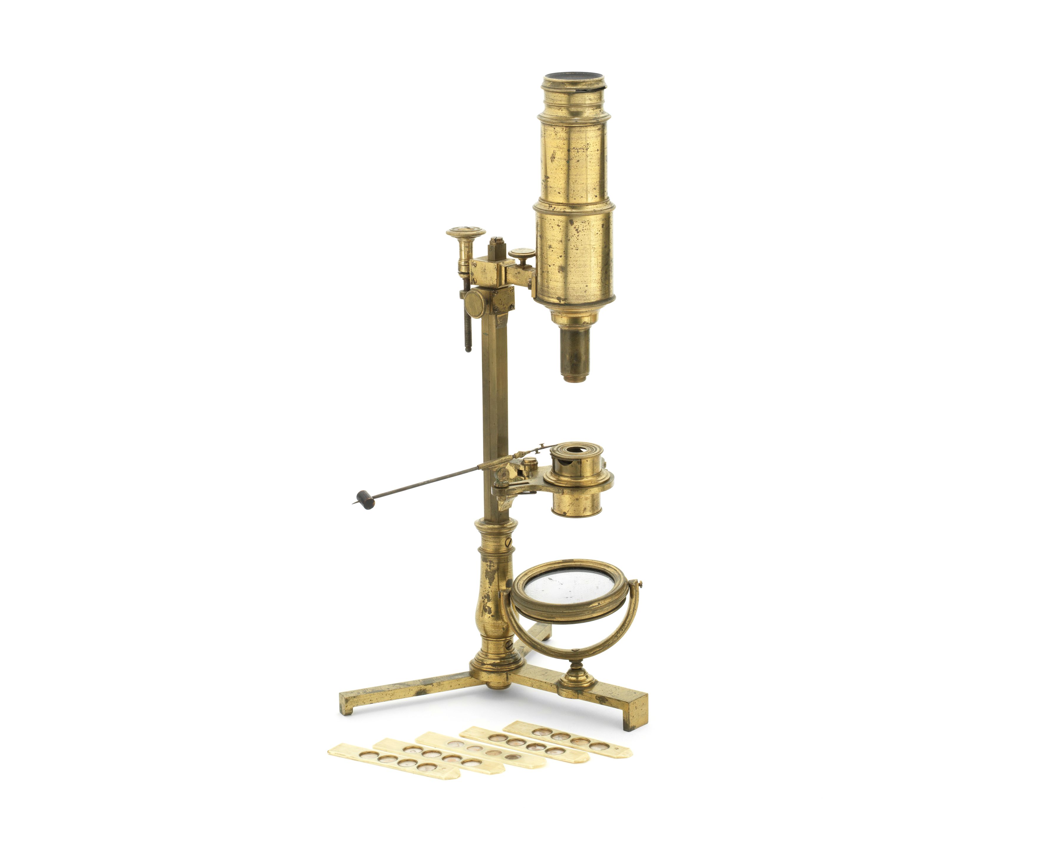 Bonhams : A rare Benjamin Martin type compound monocular microscope ...