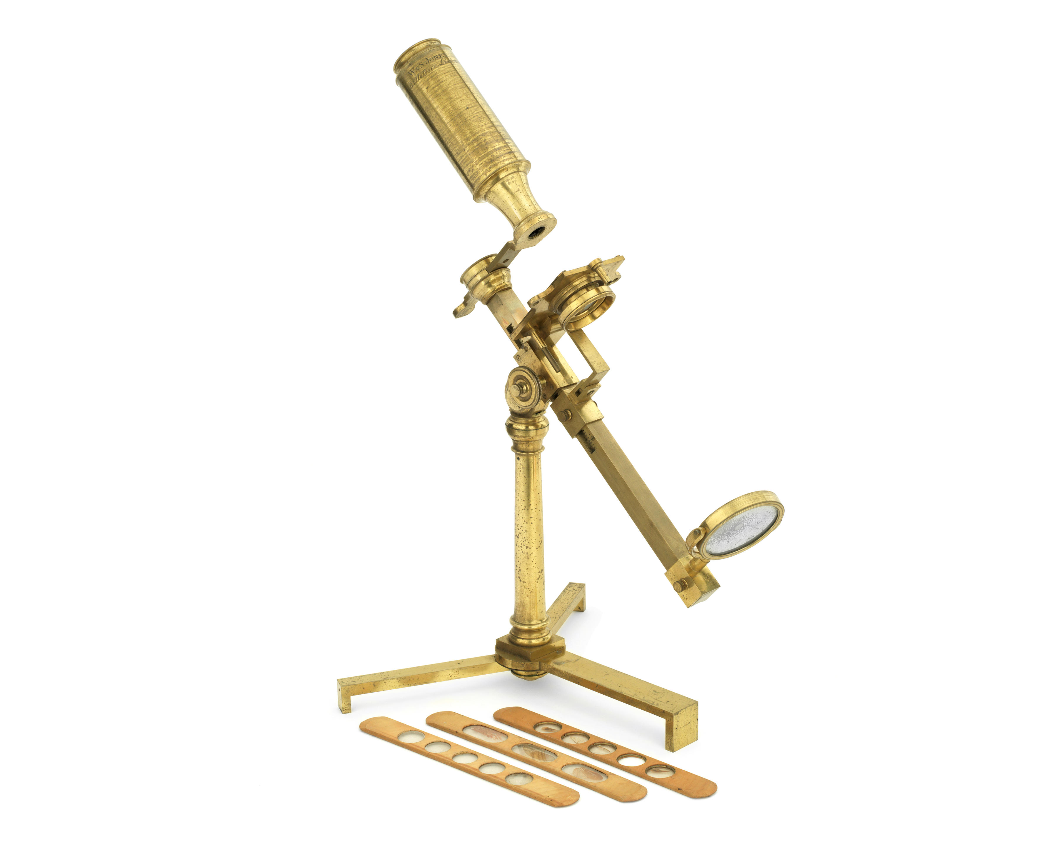 Bonhams : A W & S Jones Most Improved simple and compound microscope ...