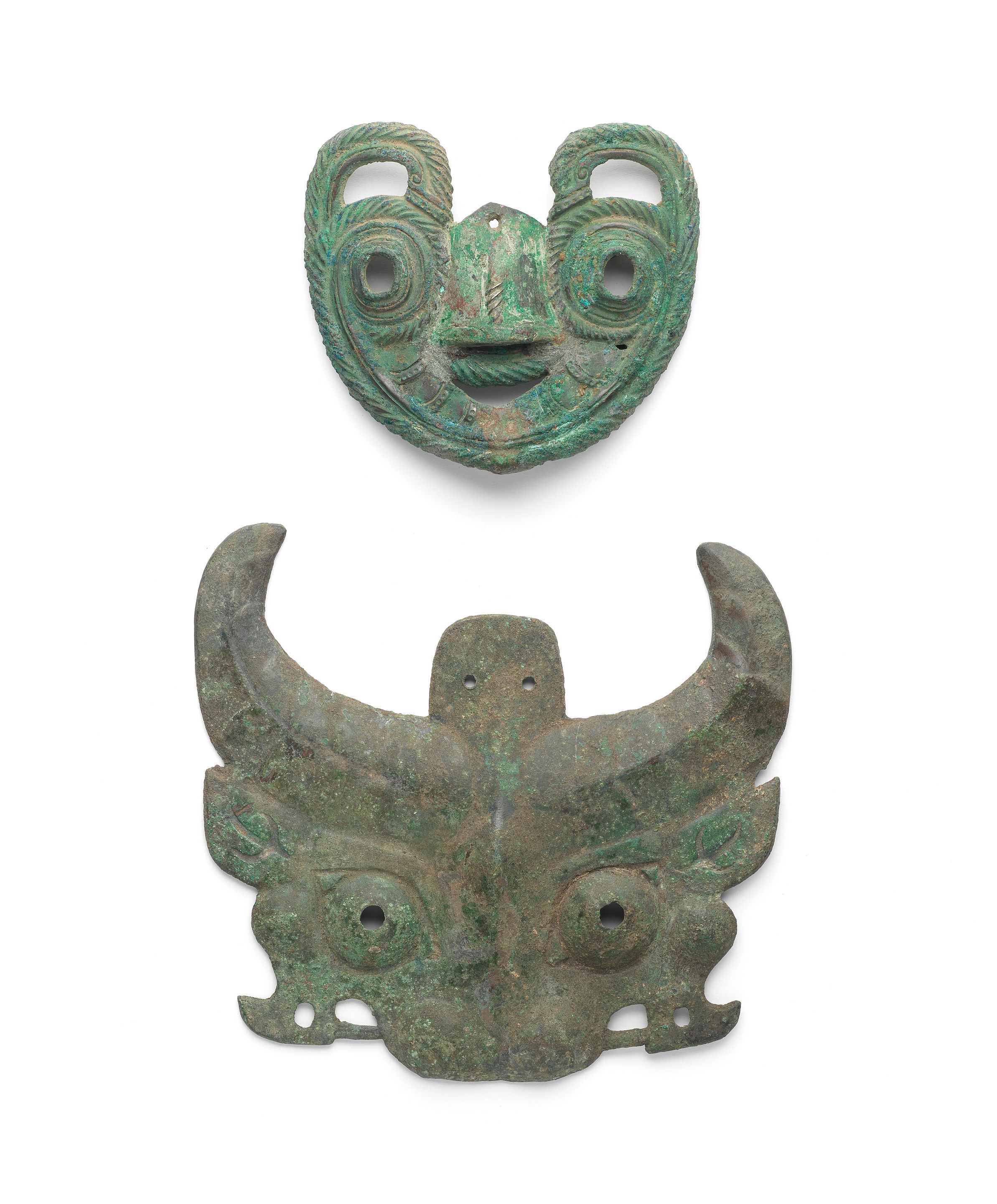 Bonhams : Two archaic bronze 'taotie' masks Late Shang and Western Zhou ...