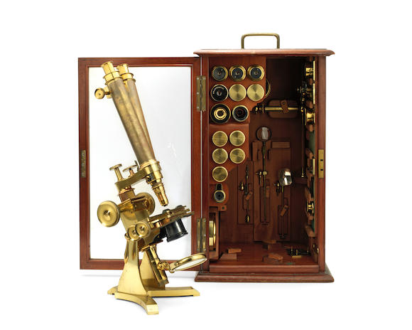 Bonhams : A Negretti & Zambra brass compound binocular microscope ...
