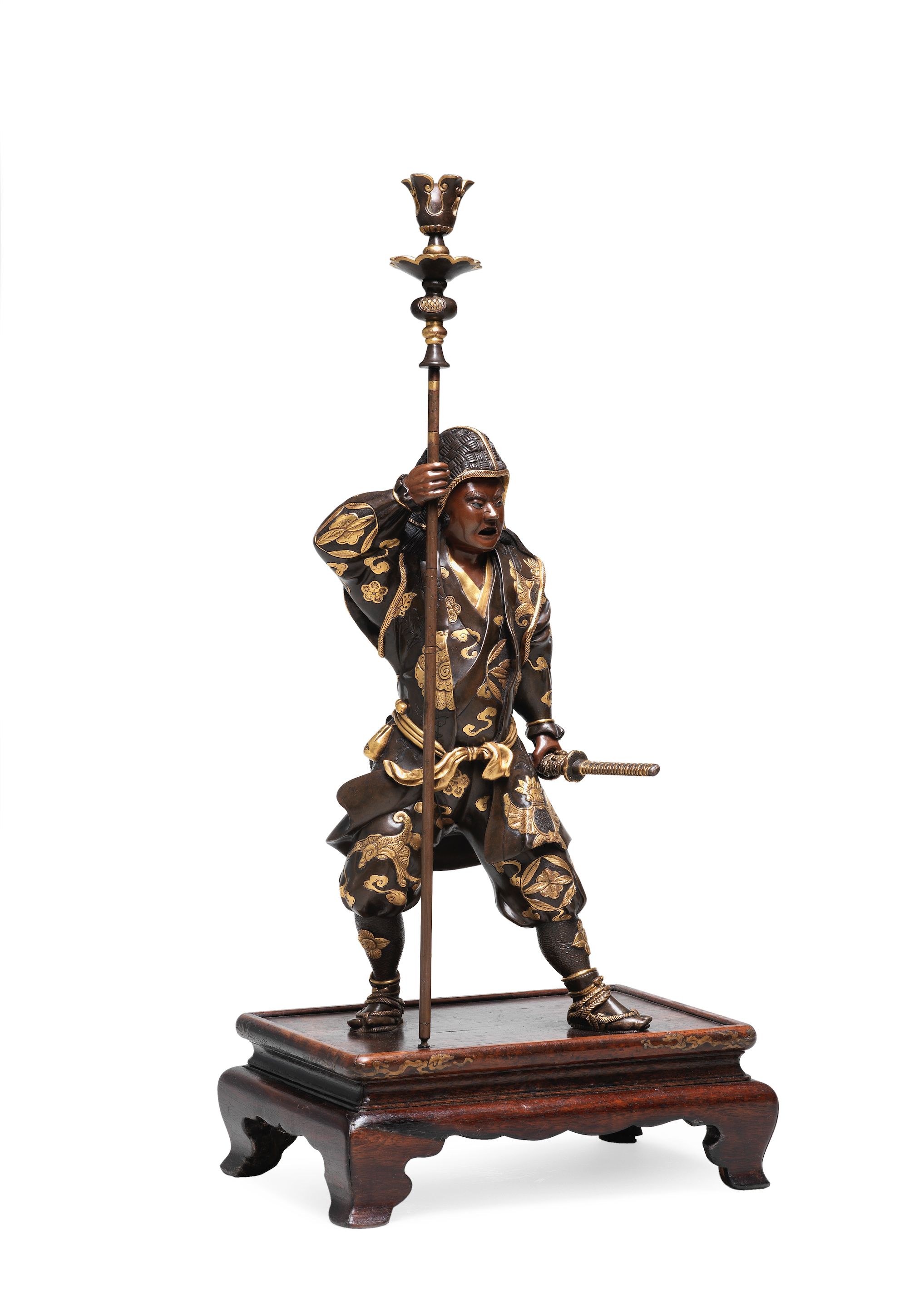 Bonhams : A gilt-bronze figure of a Samurai By Miyao Eisuke of Yokohama ...