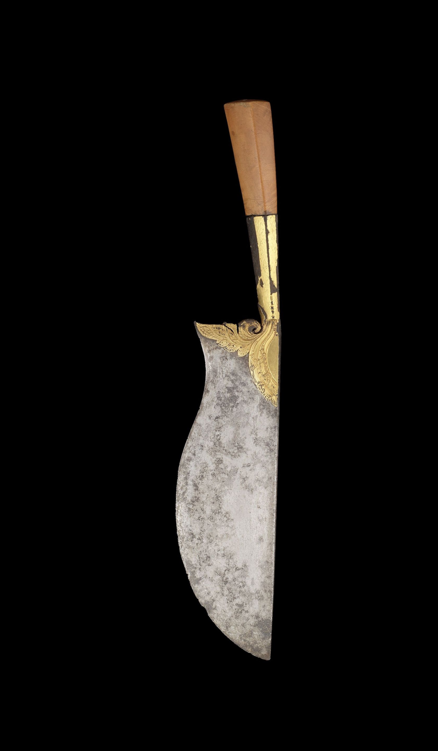 Bonhams : A gold-overlaid steel axe Bali, 17th/ 18th Century