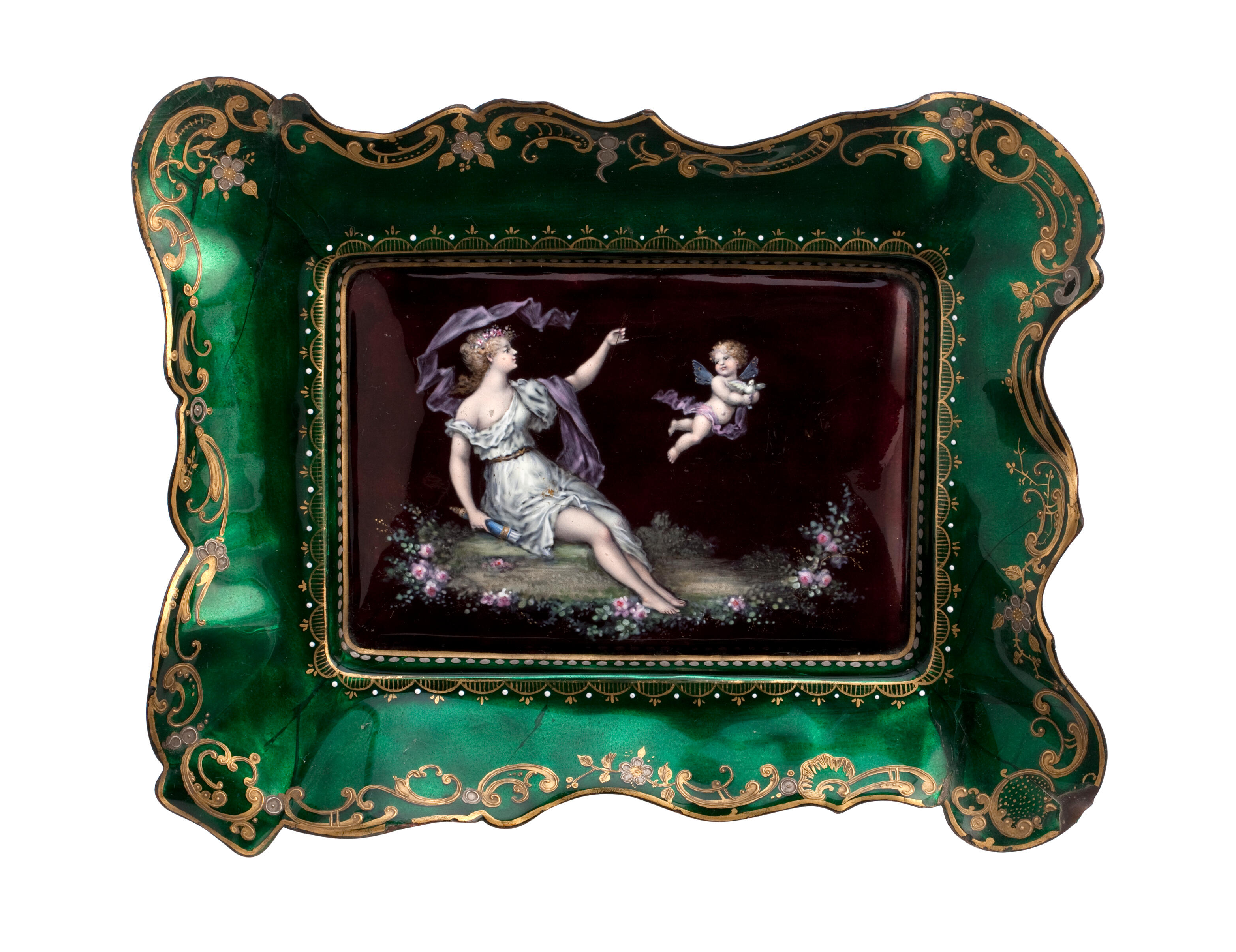 Bonhams : A French enamel rococo pin dish