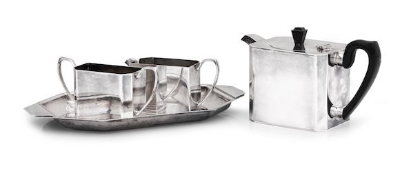 Bonhams : A four piece Art Deco electroplated tea service by Marples ...