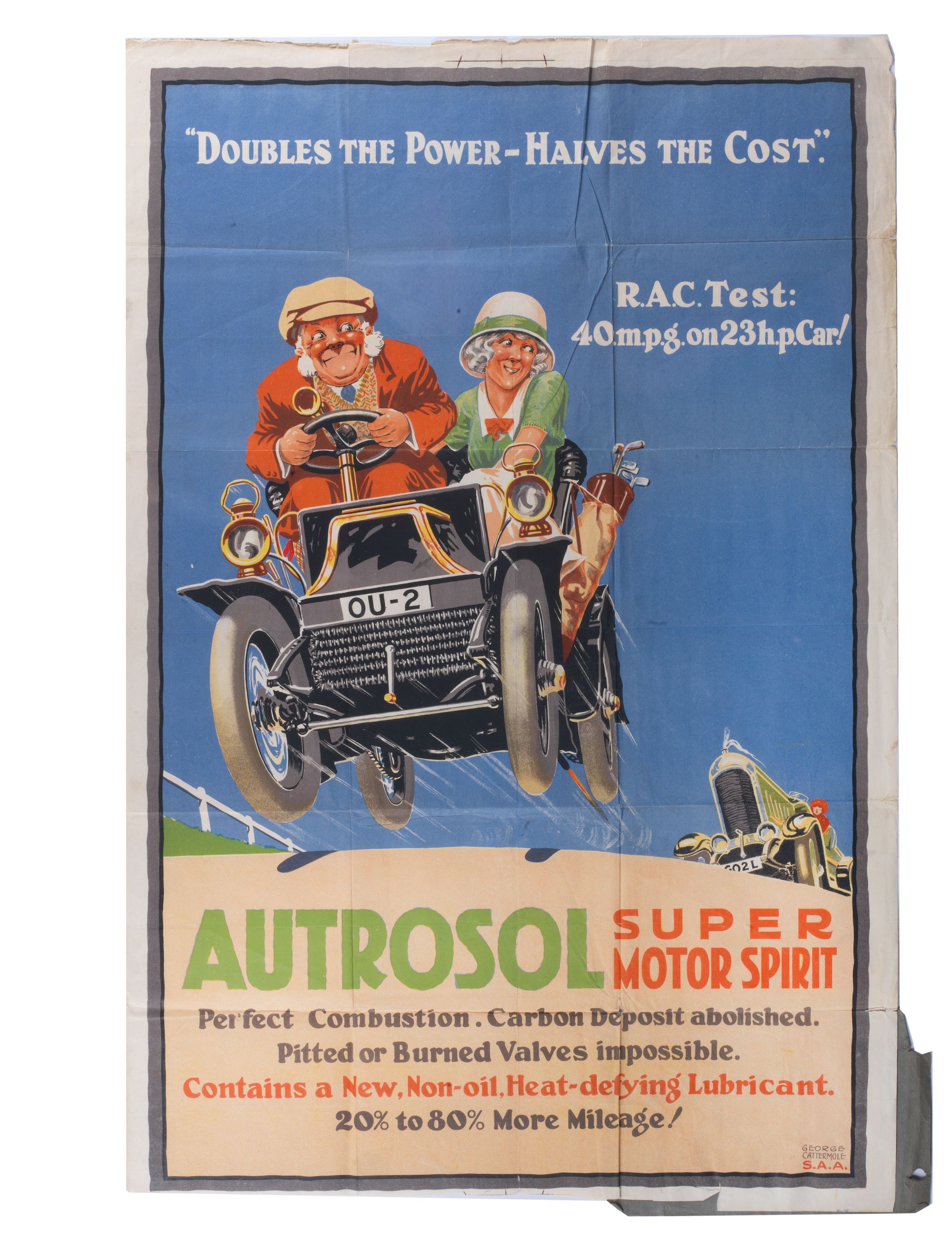 Bonhams Cars : An 'Autrosol Super Motor Spirit' advertising poster, pre ...