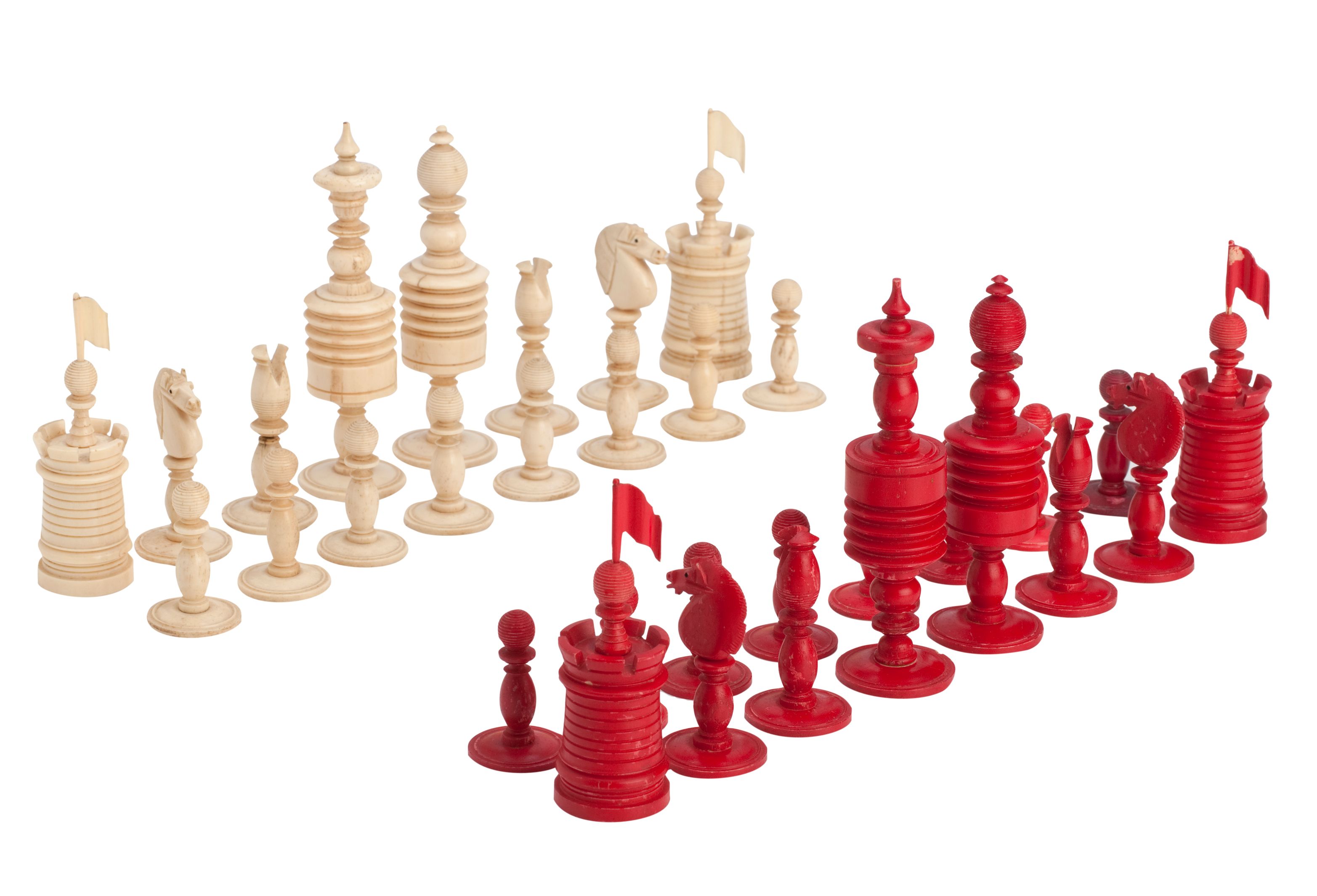 Bonhams : A 19th century English ivory chess set