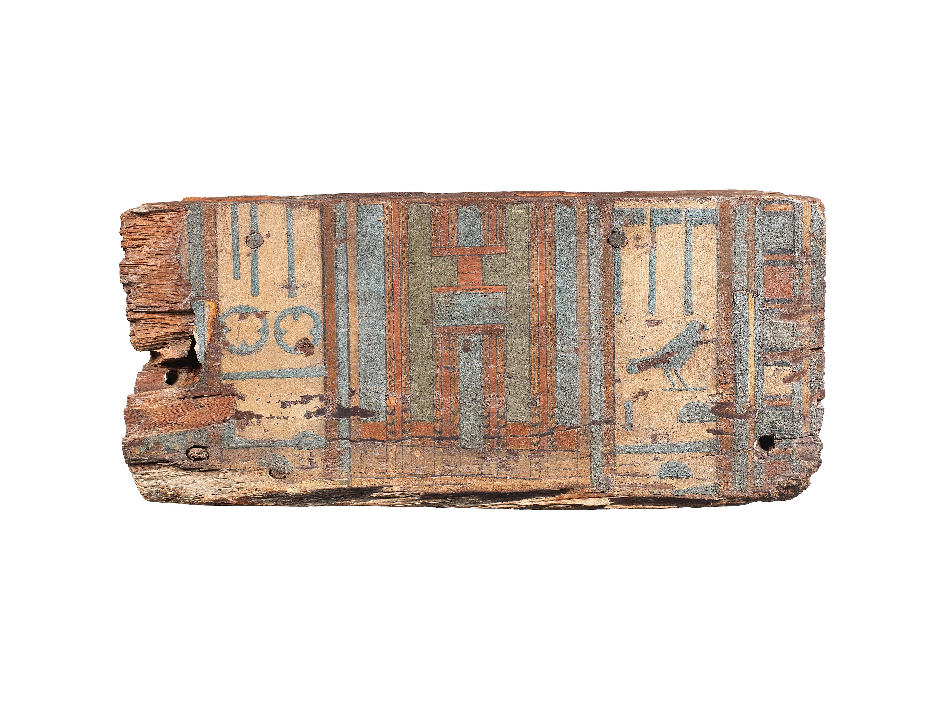 Bonhams : An Egyptian polychrome wood sarcophagus panel