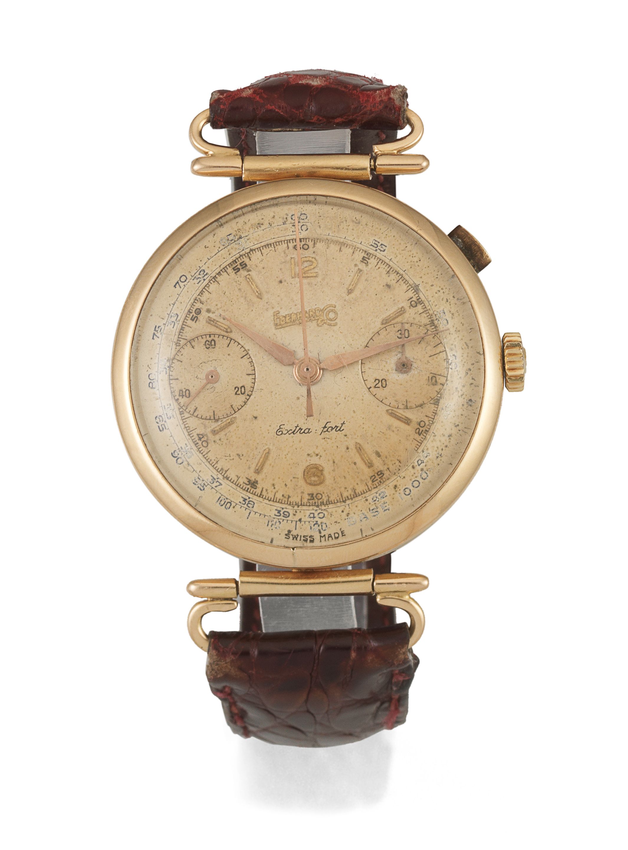 Bonhams : Eberhard. An 18K gold manual wind single button chronograph ...