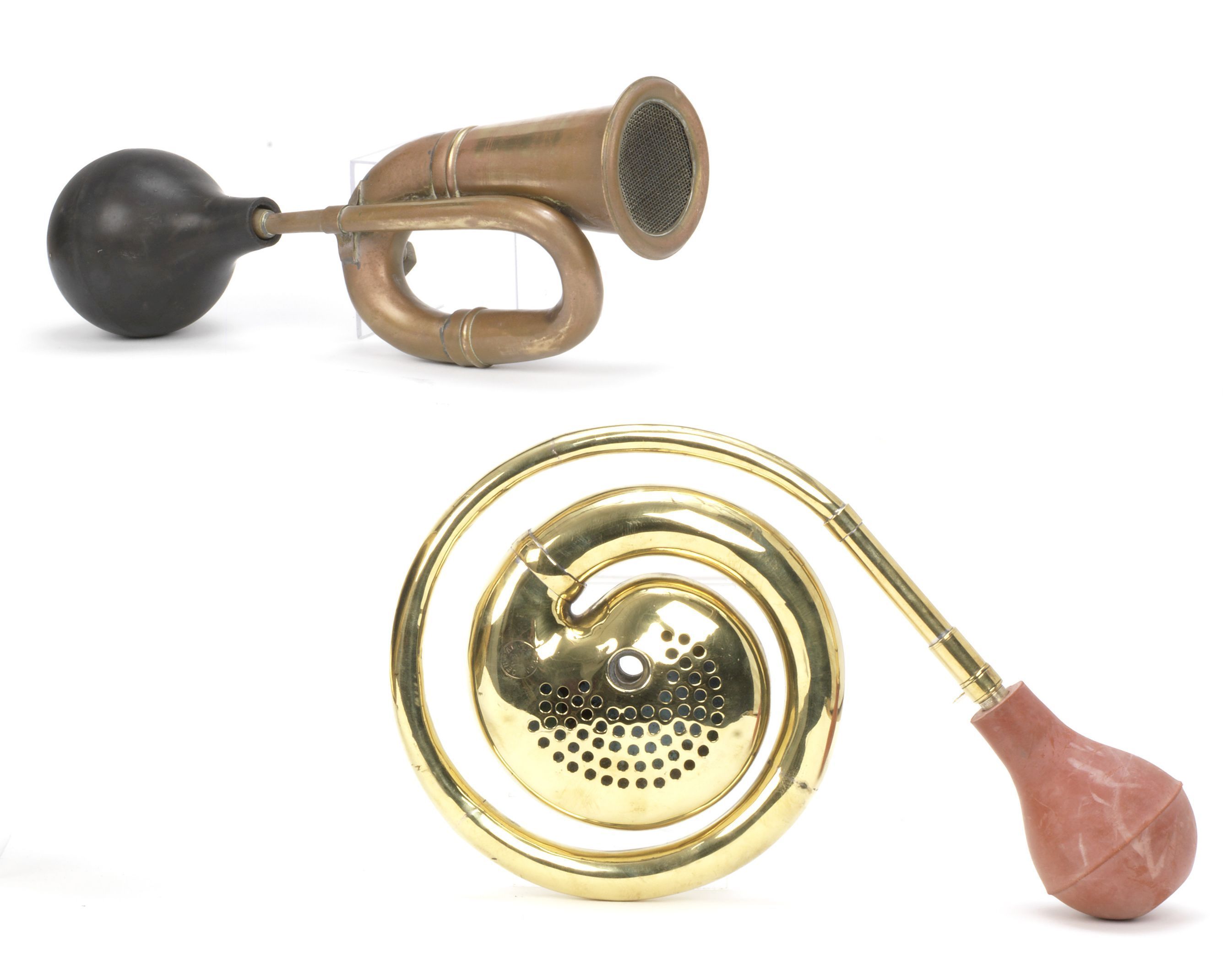 Bonhams Cars : A rare 'Central Python' brass bulb horn, French, ((2))