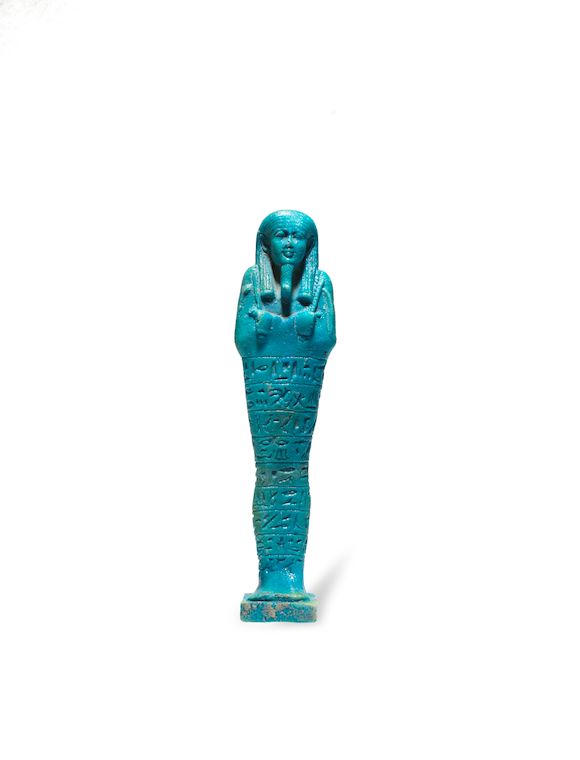 Bonhams : An Egyptian bright blue glazed composition shabti for Psamtek ...