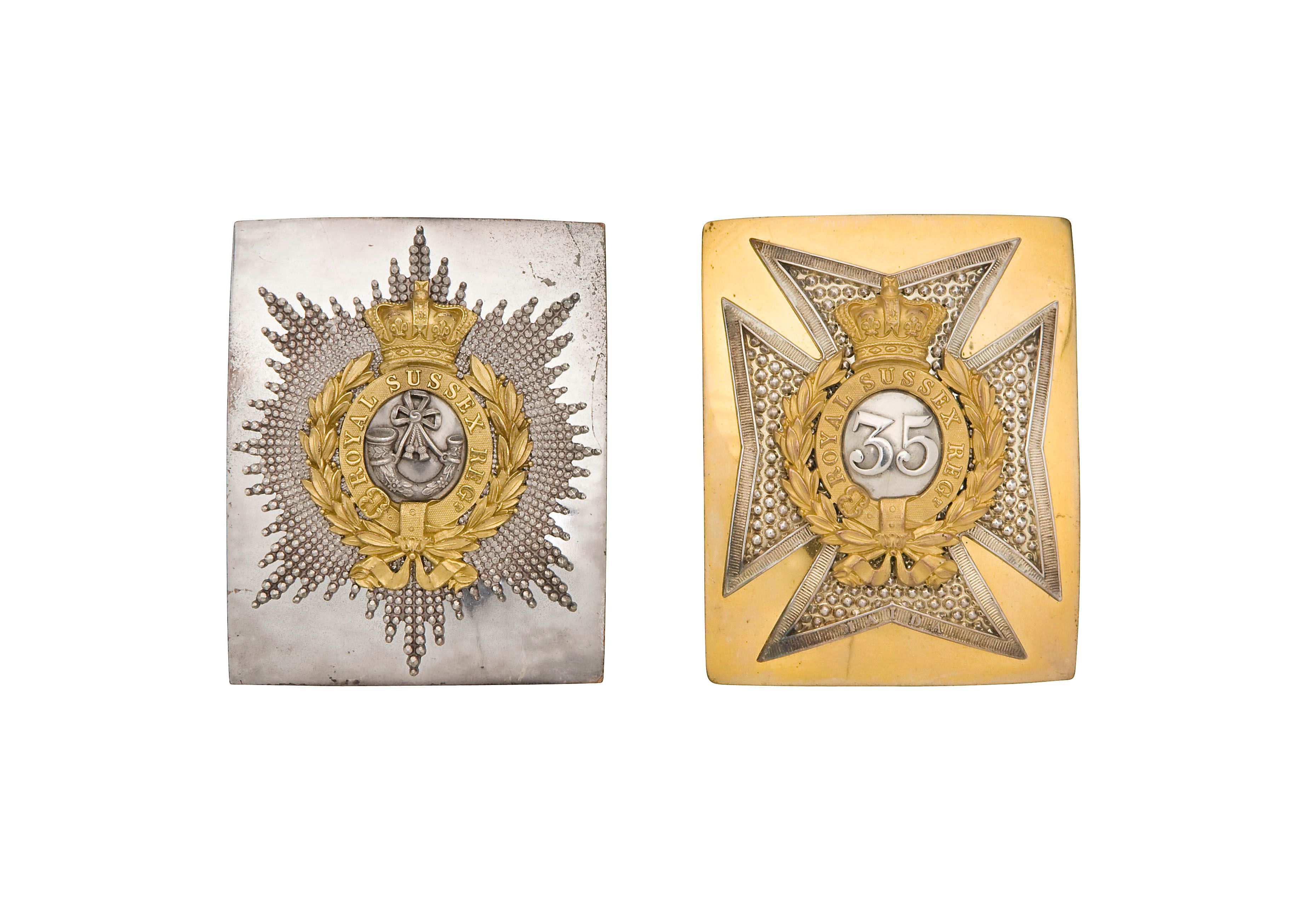 Bonhams : Two Officer's Shoulder Belt Plates Of The Royal Sussex Regiment