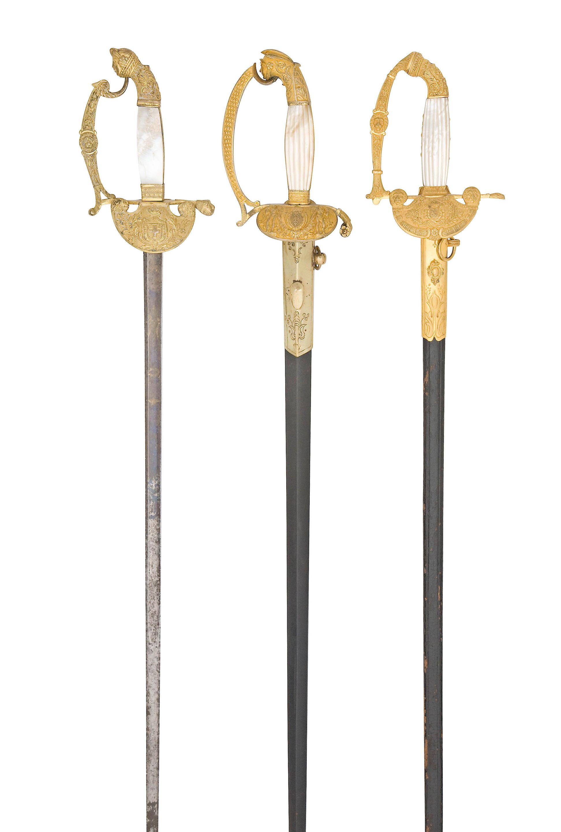 A Belgian Court Sword, A French Court Sword, And An Italian Court Sword ...