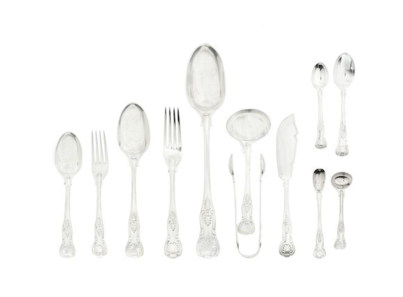 Bonhams : A Victorian silver King's pattern table service of flatware ...
