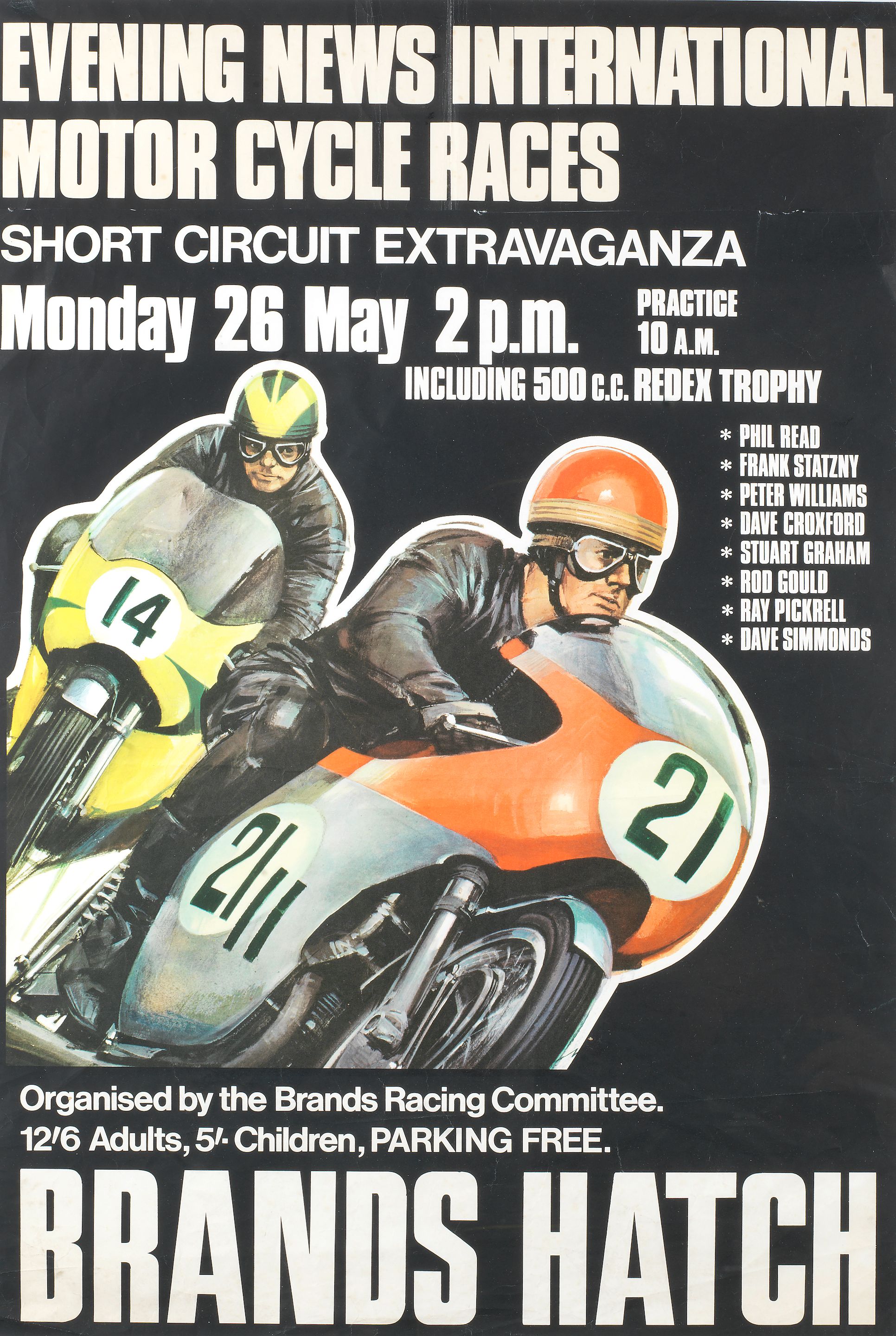 Two Brands Hatch advertising posters designed by Mike Rogers, late ...