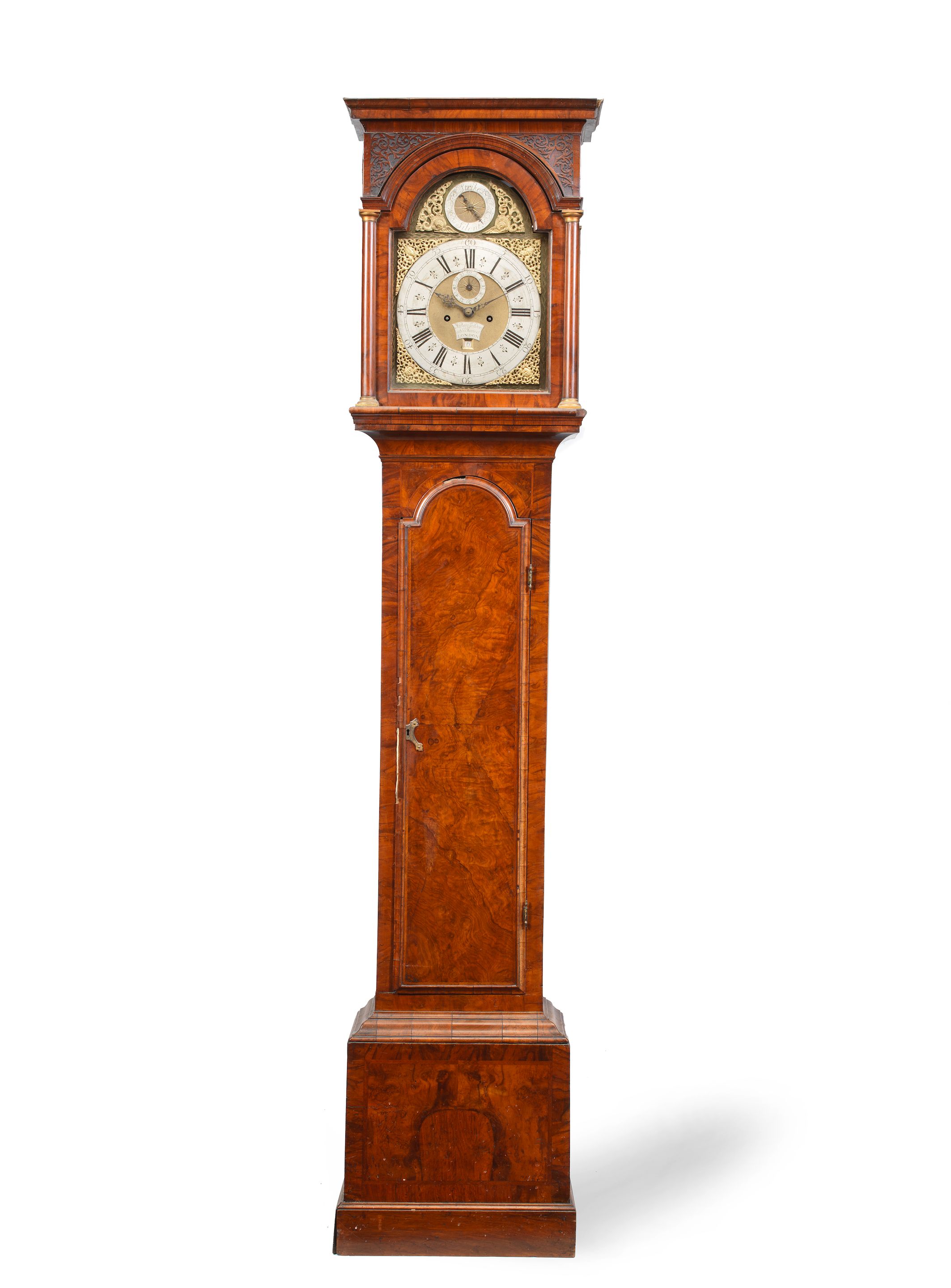 Bonhams : A George I crossbanded walnut longcase clock the dial signed ...