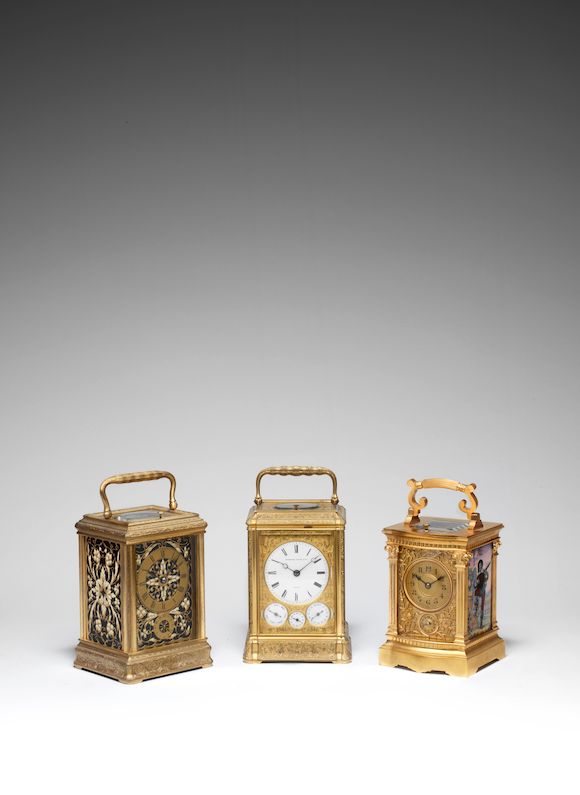 Bonhams : A small late 19th century French petite sonnerie enamel ...