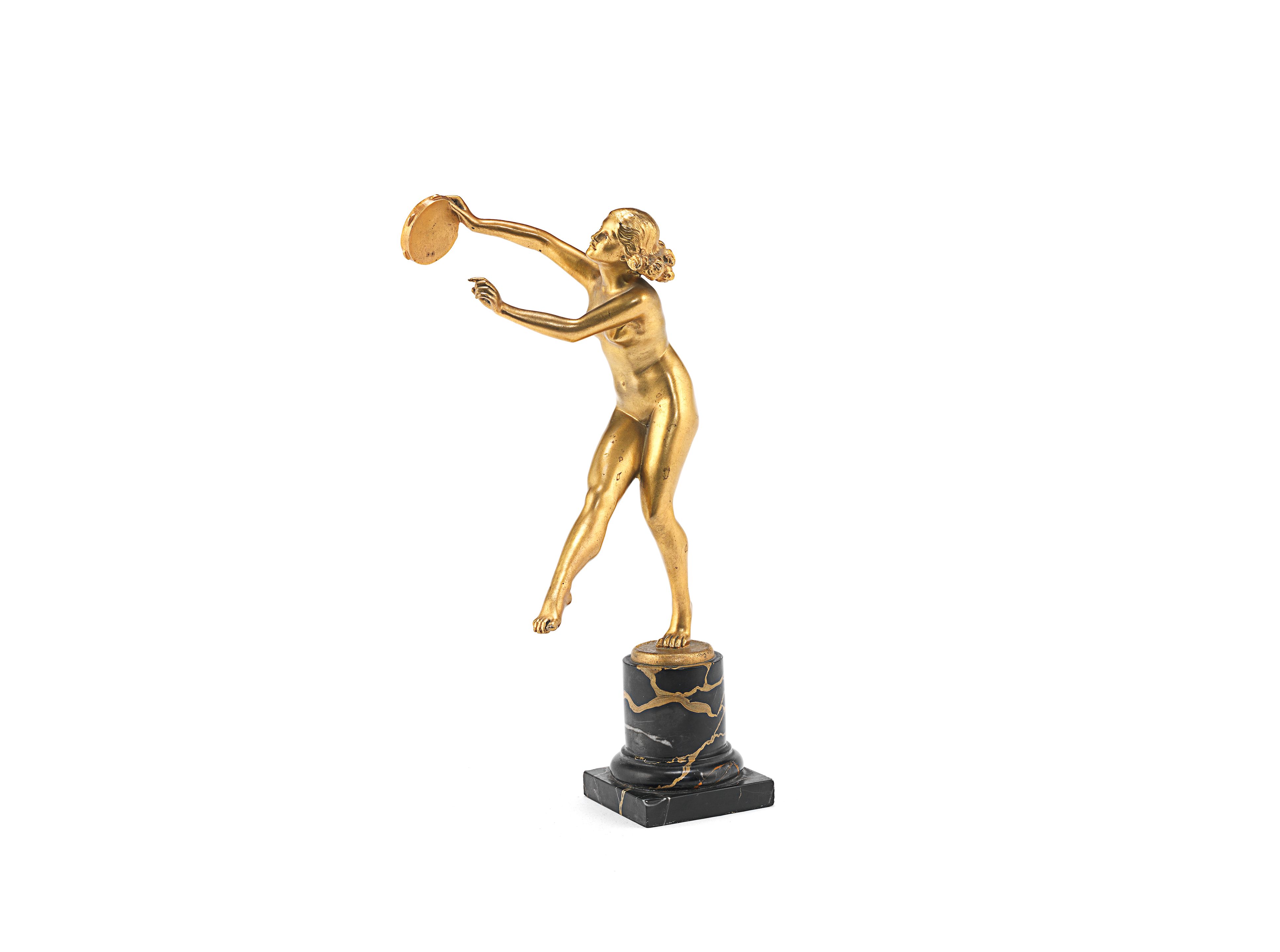Bonhams : An Art Deco Gilded Figure of a Tambourine Dancer by D.Simon ...