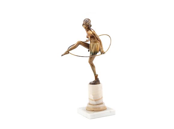 Bonhams : an art deco gilded and silvered model of a hoop dancer by ...