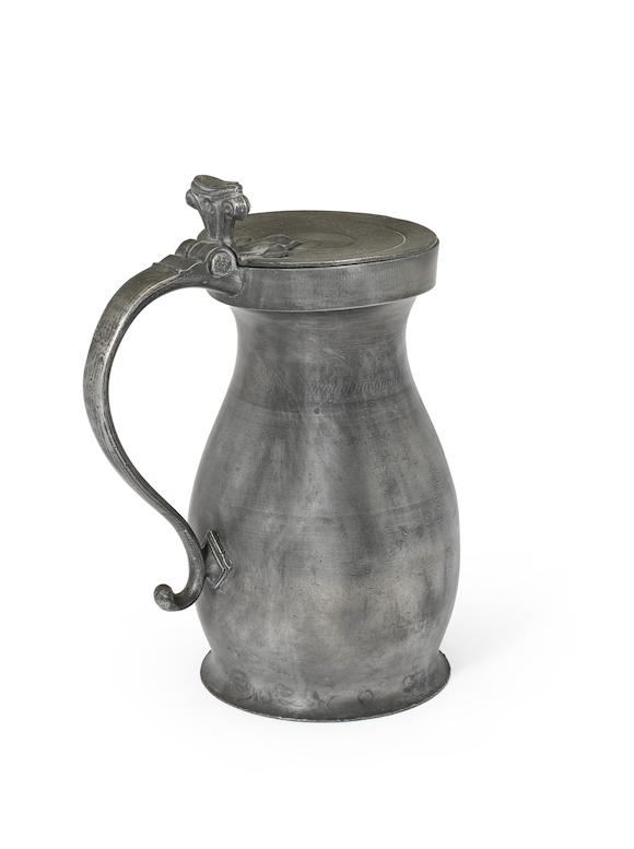 Bonhams A Pewter Double Volute Baluster Measure Oews Gallon English
