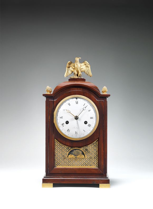 Bonhams : An early 19th century mahogany table clock with moonphase ...