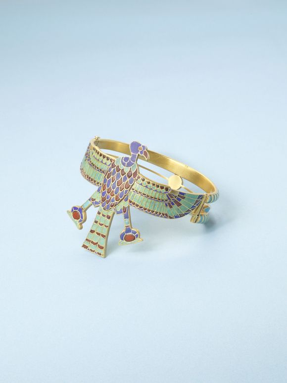 Bonhams : A mid-century Egyptian revival enamel armlet