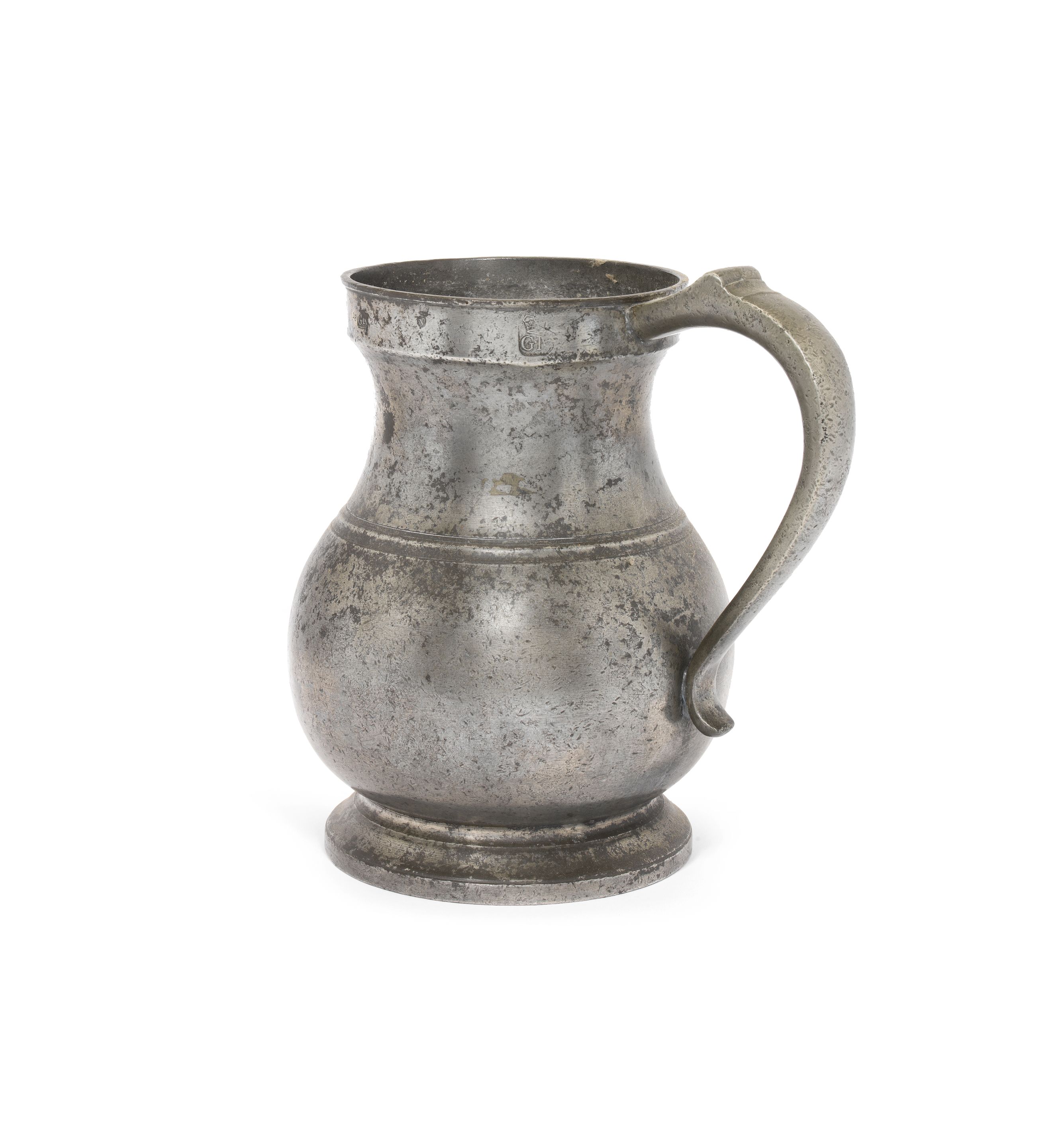 Bonhams : An early 19th century pewter bulbous measure, Imperial gallon ...