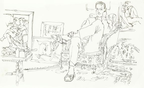 Bonhams : Peter Samuelson (British, 1912-1996) Man in Armchair ...