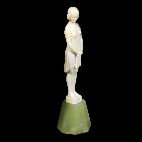 Bonhams : an Art deco carved ivory figure of a demure lady UNSIGNED ...