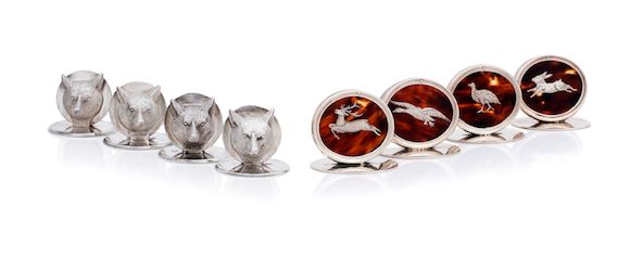 Bonhams : A set of four fox head menu holders By Carrington & Co ...