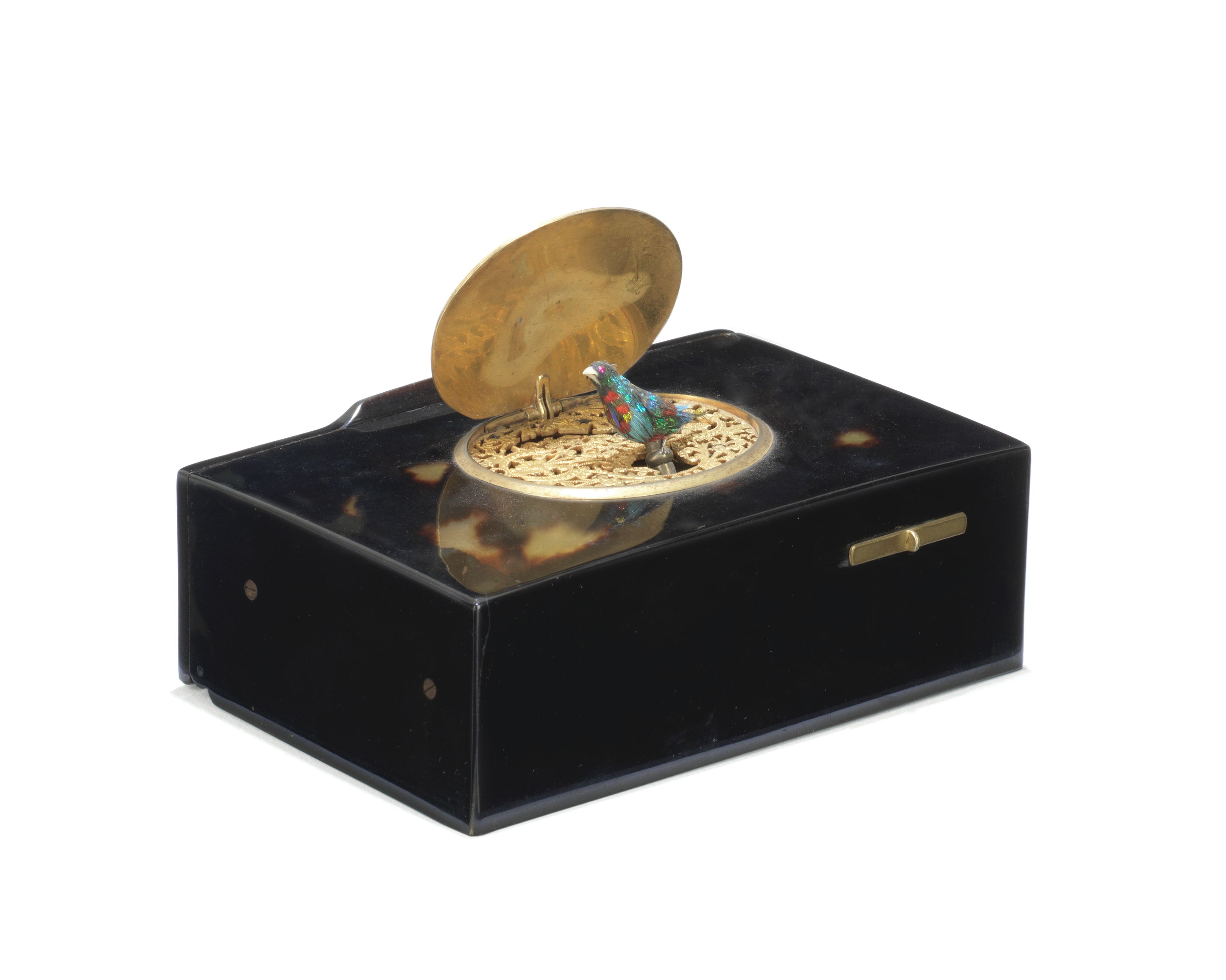 Bonhams : A tortoiseshell singing bird box, Swiss, early 20th century,