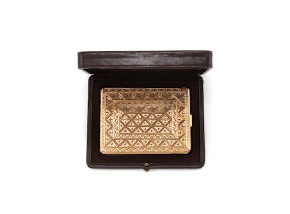 Bonhams : A gold cigarette case presented by Tito Yugoslavia, unmarked ...
