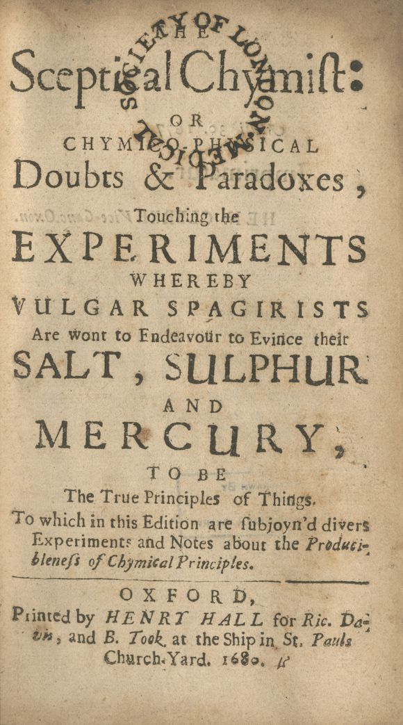 Bonhams : BOYLE (ROBERT) The Sceptical Chymist: or Chymo-Physical ...