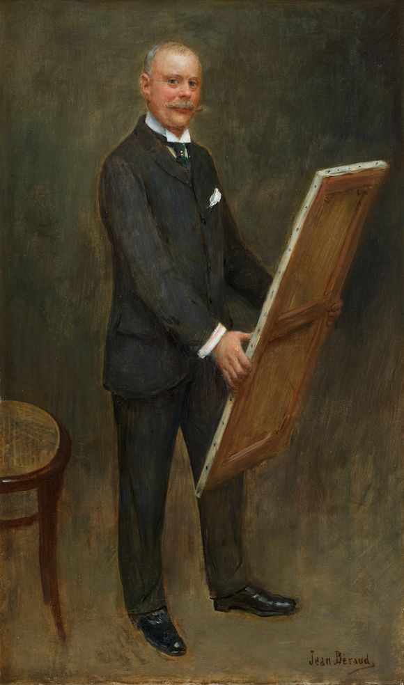Bonhams : Jean Béraud (French, 1849-1935) Homme debout tenant un tableau