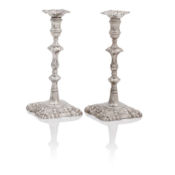 Bonhams : A pair of George II silver candlesticks By William Shaw and ...